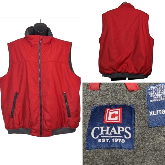 Chaps | Jackets & Coats | Chaps Est 978 Mens Red Zip Up Fleece Lined ...